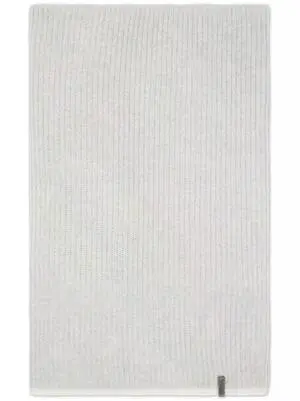 Brunello Cucinelli English Rib Cashmere Scarf - Grey