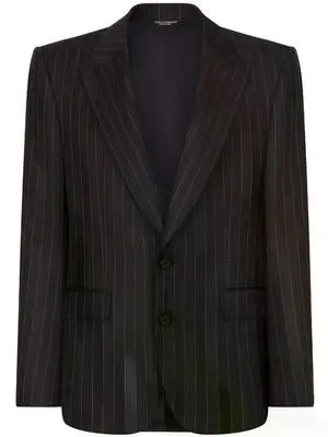 Dolce & Gabbana Striped Single-breasted Blazer - Black