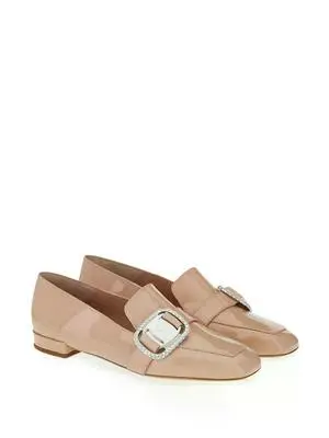 FERRAGAMO Vara Patent-leather Chain Loafers - Neutrals