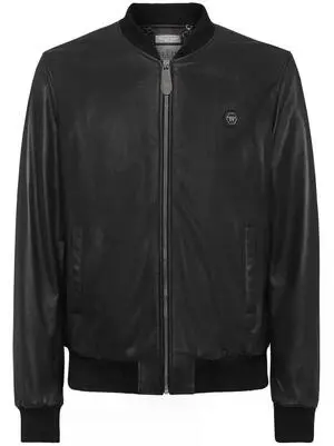 Philipp Plein Logo-patch Leather Jacket