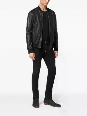 Philipp Plein Logo-patch Leather Jacket