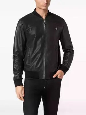 Philipp Plein Logo-patch Leather Jacket
