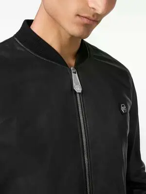 Philipp Plein Logo-patch Leather Jacket