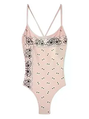 Palm Angels Paisley Print Criss-cross Swimsuit - Pink