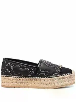 FERRAGAMO Gancini Logo-embroidered Espadrilles