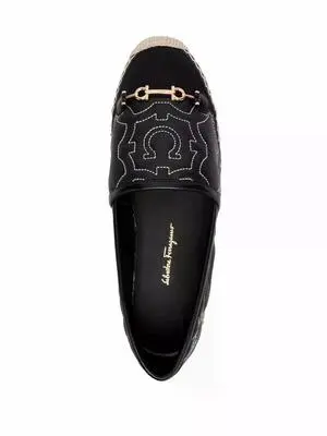 FERRAGAMO Gancini Logo-embroidered Espadrilles