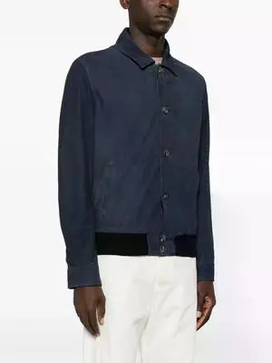 BARBA NAPOLI Spread Collar Suede Jacket