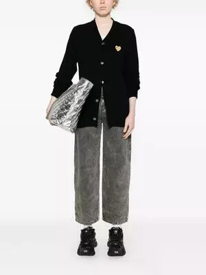 Play Comme Des Garcon Heart Patch Wool Cardigan