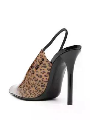 Saint Laurent Raven 120mm Leopard Print Slingback Pumps - Brown