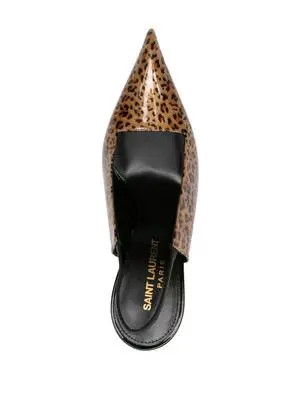 Saint Laurent Raven 120mm Leopard Print Slingback Pumps - Brown