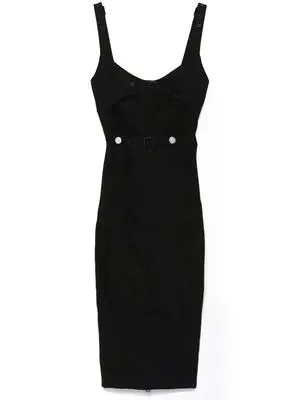 MUGLER Panelled Denim Midi Dress - Black