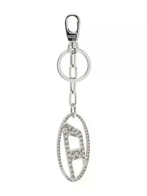 DIESEL® Rhinestone-embellished Keyring - Silver