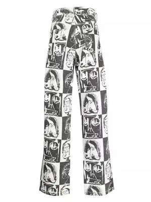 HACULLA. Checkerboard Print Wide Leg Jeans