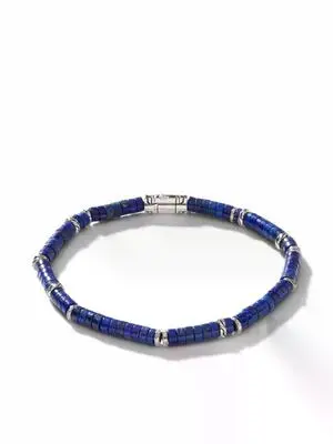 John Hardy Classic Chain Heishi Silver Bead Bracelet - Blue