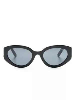 Marc Jacobs Embossed-logo Oval-frame Sunglasses - Black