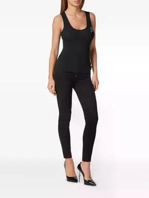 Philipp Plein Crystal-embellished Cotton Tank Top - Black