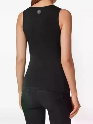 Philipp Plein Crystal-embellished Cotton Tank Top - Black