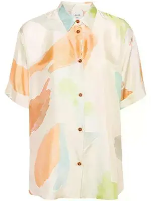 ALYSI Abstract-print Silk Shirt