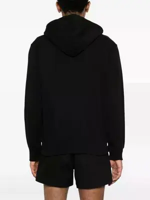 Play Comme Des Garcon Double Heart-patch Zip Hoodie - Black