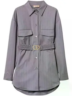 TWINSET Pinstripe-print Belted Shirt