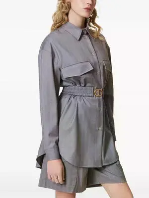 TWINSET Pinstripe-print Belted Shirt