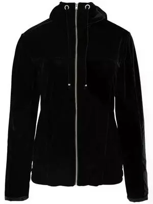 AMIR SLAMA Velour Hooded Jacket - Black