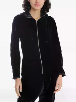 AMIR SLAMA Velour Hooded Jacket - Black