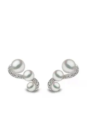 Yoko London 18kt White Gold Diamond And Akoya Pearl Stud Earrings - Silver