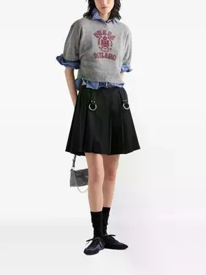 Prada Pleated Gabardine Mini Skirt