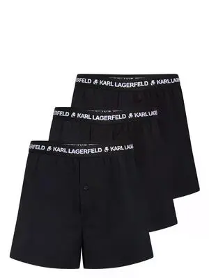 Karl Lagerfeld Logo-waistband Woven Boxer Shorts - Black