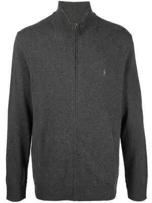 Polo Ralph Lauren Embroidered-logo Zip-up Cardigan - Grey