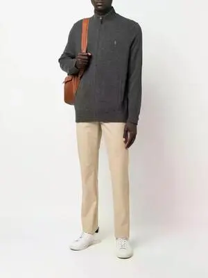 Polo Ralph Lauren Embroidered-logo Zip-up Cardigan - Grey