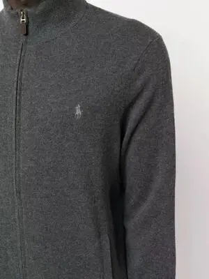 Polo Ralph Lauren Embroidered-logo Zip-up Cardigan - Grey