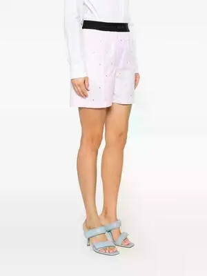 MSGM Rhinestone-embellished Striped Shorts