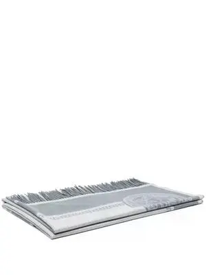Versace Icon Cashmere-silk Fringed Blanket - Grey