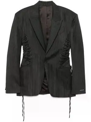 MUGLER Pinstriped Lace-up Blazer
