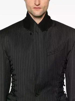 MUGLER Pinstriped Lace-up Blazer