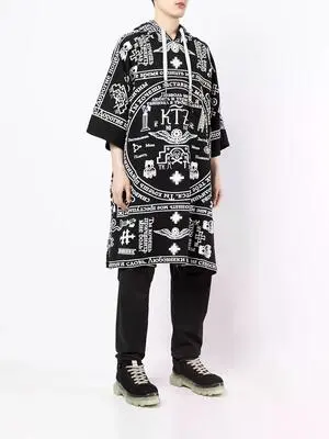 KTZ Hooded Kaftan With All-over Graphic Print