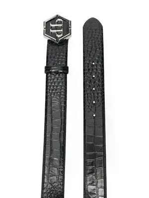 Philipp Plein Hexagon Logo-buckle Leather Belt