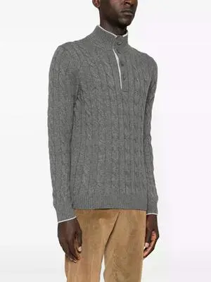 BARBA NAPOLI Cable-knit Virgin Wool-cashmere Sweater - Grey