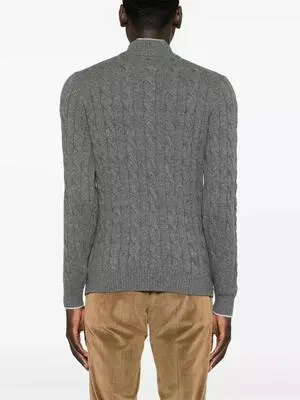 BARBA NAPOLI Cable-knit Virgin Wool-cashmere Sweater - Grey