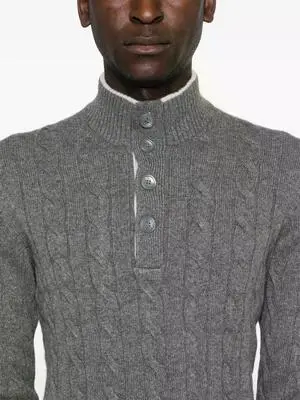 BARBA NAPOLI Cable-knit Virgin Wool-cashmere Sweater - Grey