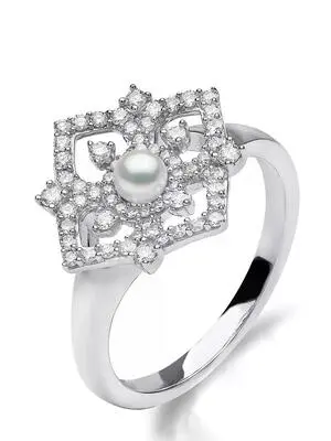 Yoko London 18kt White Gold Diamond And Akoya Pearl Ring - Silver