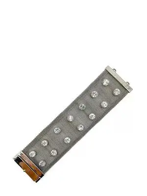 JENNIFER GIBSON JEWELLERY Vintage Solitaire Crystal Mesh Strap Bracelet - Silver