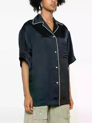 Palm Angels Piped-trim Satin Shirt - Blue