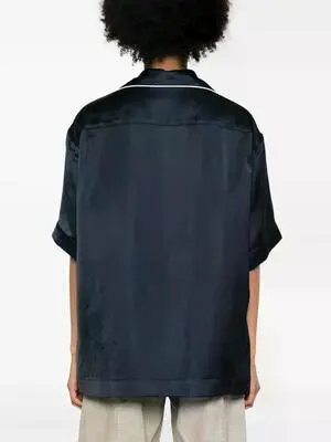 Palm Angels Piped-trim Satin Shirt - Blue