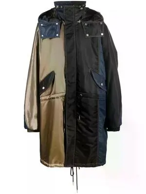 FENG CHEN WANG Oversized Colour-block Hooded Coat - Black