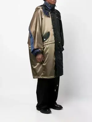 FENG CHEN WANG Oversized Colour-block Hooded Coat