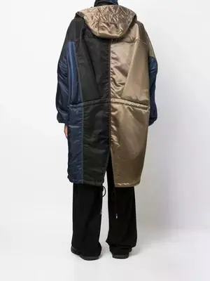 FENG CHEN WANG Oversized Colour-block Hooded Coat