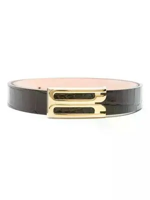Victoria Beckham Embossed Leather Belt - Brown